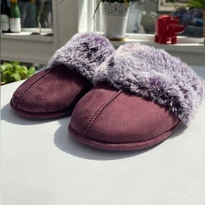 Shoes | Nwot Plum Suede Slippers | Poshmark